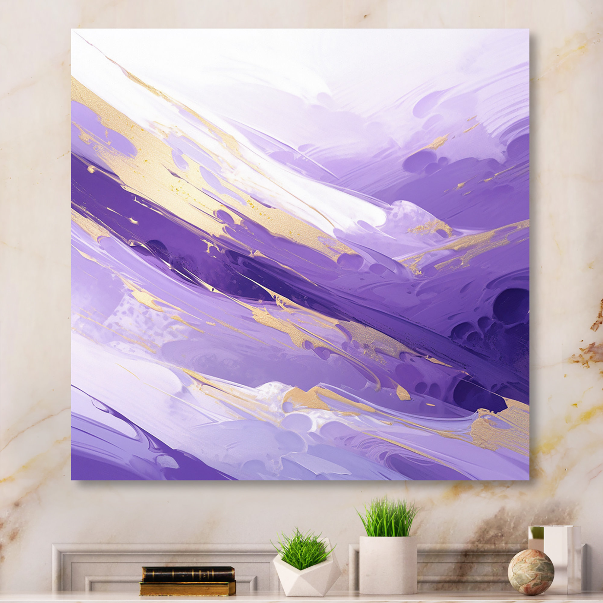 Ivy Bronx Purple And Gold Dynamic Abstractions I Framed On Canvas Print | Wayfair